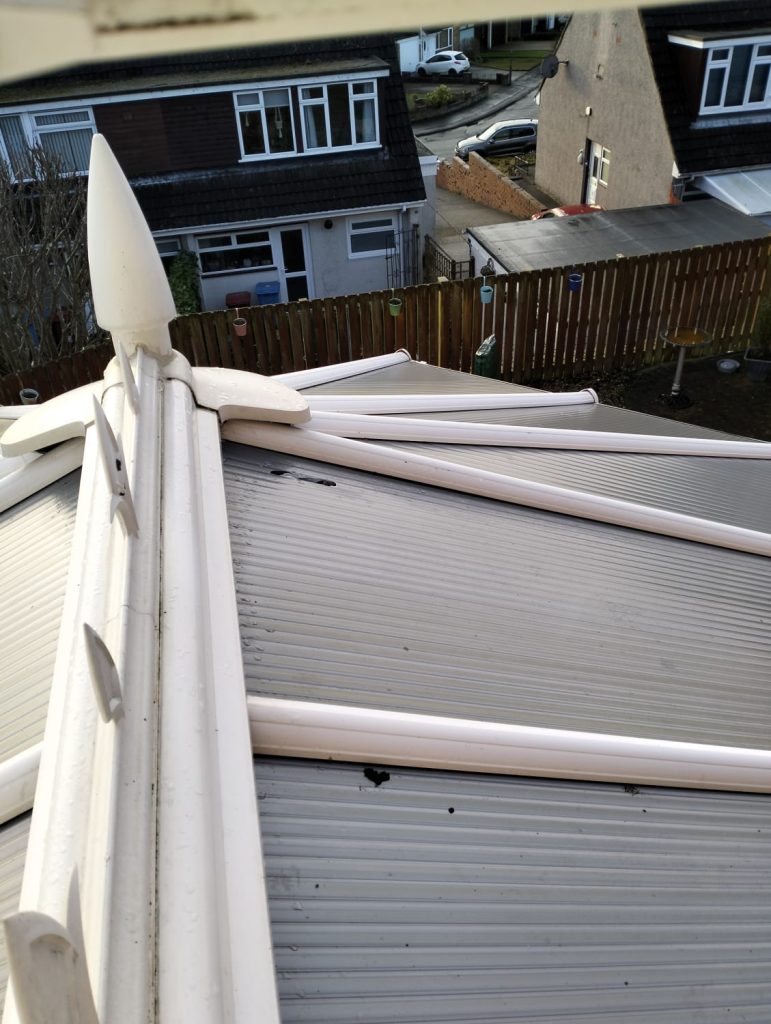 Storm damaged polycarbonate roof panel replacement in Falkirk - Local ...